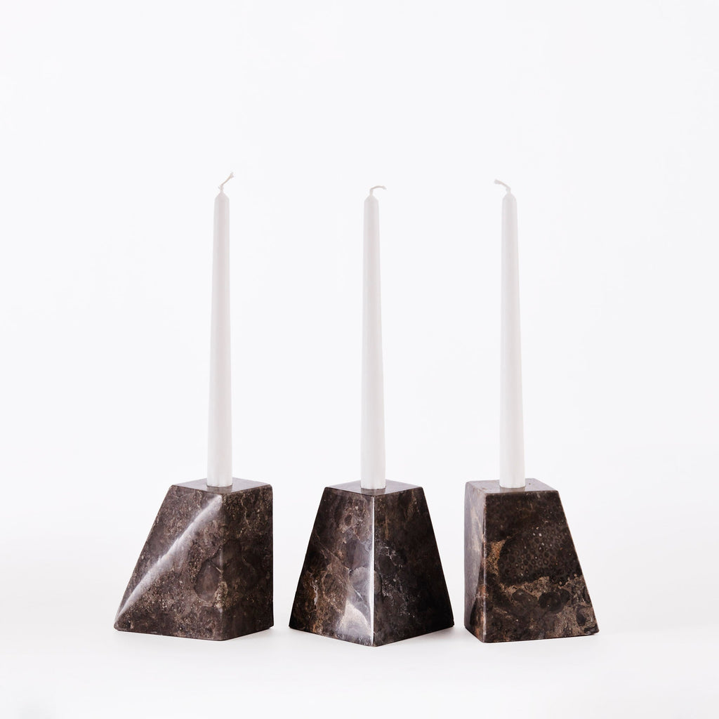 Pyramid Candle Holders Grey – District Loom